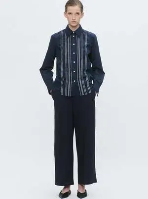 CALLAS MILANO Arletty Embroidered Cotton Poplin Shirt