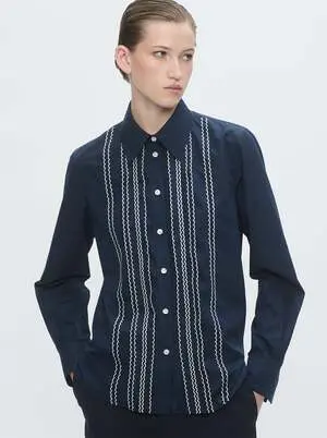 CALLAS MILANO Arletty Embroidered Cotton Poplin Shirt
