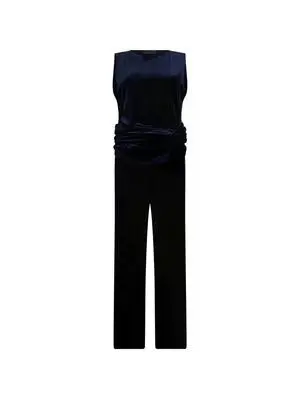 Alberta Ferretti Velvet Effect Sleeveless Jumpsuit - Blue