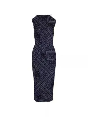 Veronica Beard Sylviani Paisley-print Ruched Midi Dress - Blue