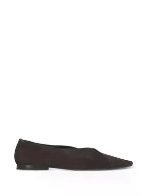 Brunello Cucinelli Dark Suede Pointed-toe Ballet Flats - Brown