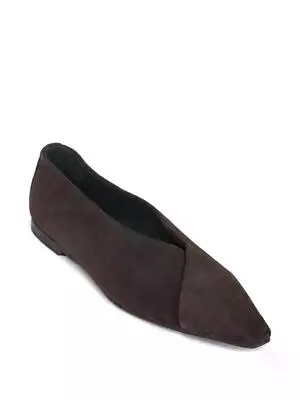 Brunello Cucinelli Dark Suede Pointed-toe Ballet Flats - Brown