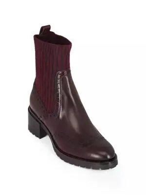 Santoni Ferret Brogue Detail Sock Ankle Boots