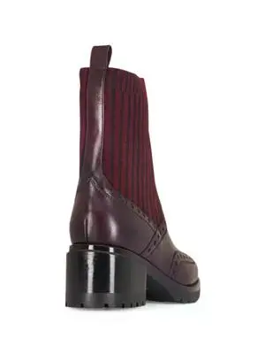 Santoni Ferret Brogue Detail Sock Ankle Boots