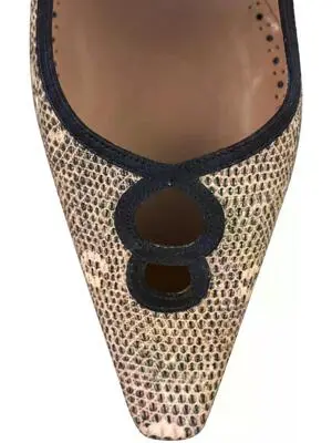 Manolo Blahnik Berry Lizard-effect Cut-out Pumps