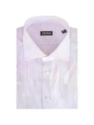 Zegna Check-pattern Spread-collar Shirt - White