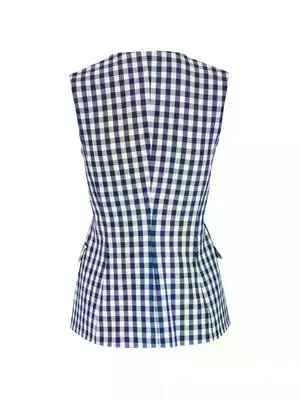 Veronica Beard Lois Gingham-check Sleeveless Blouse
