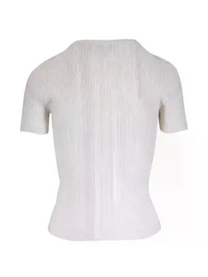 NILI LOTAN Ribbed Knit Short-sleeve Sweater With Button Detail