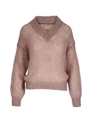 Brunello Cucinelli V-neck Open-knit Sweater