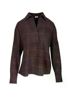 Akris Check Pattern V-neck Blouse