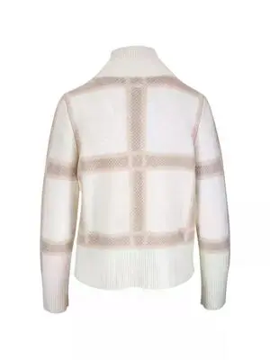 Akris High-neck Checkered Knit Sweater
