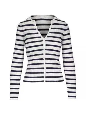 VERONICA BEARD Anwin Striped Ribbed-knit Cardigan