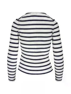 Veronica Beard Anwin Striped Ribbed-knit Cardigan