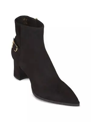 Santoni Elly Buckle-detail Pointed-toe Ankle Boots - Black