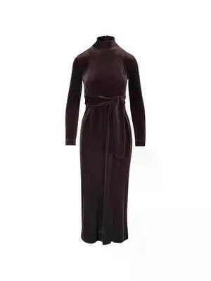 Akris High-neck Belted Midi Dress