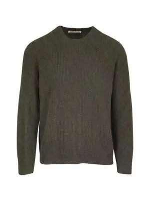 MAURIZIO BALDASSARI Ribbed Knit Long Sleeve Crew Neck Sweater - Green