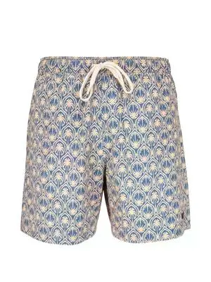 Faherty Brand Palm-print Drawstring Swim Shorts - Blue