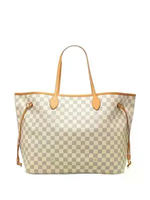 LOUIS VUITTON Damier Azur Neverfull Gm Tote Bag - White