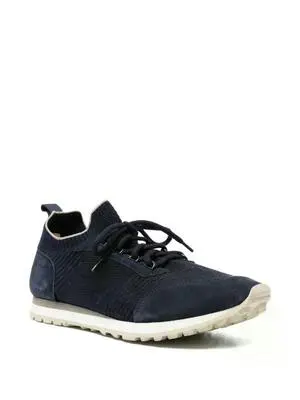 Eleventy Suede-panelled Lace-up Sneakers - Blue