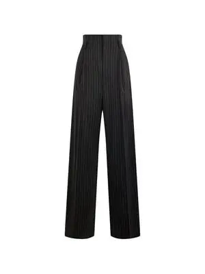 Alberta Ferretti Pinstriped Wide-leg Tailored Trousers - Black
