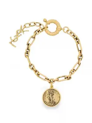 Saint Laurent Cassandre Medallion Bracelet In Metal