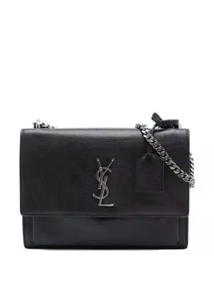 Saint Laurent 2017 Medium Grained Calfskin Monogram Sunset Crossbody Bag - Black