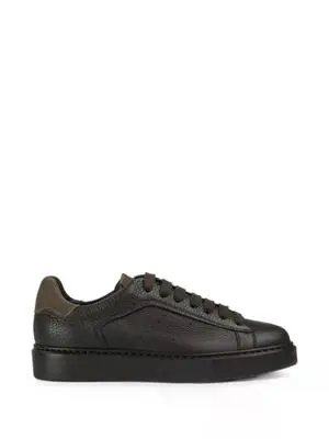 DOUCAL'S Dark Pebbled Leather Low-top Sneakers - Brown