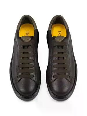 DOUCAL'S Dark Pebbled Leather Low-top Sneakers