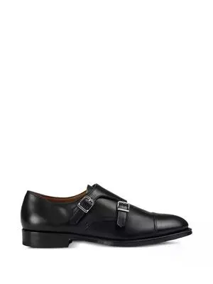 DOUCAL'S Double Buckle Monk Strap Shoes - Black