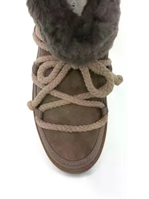 Inuikii Lace-up Suede Boots With Fur Trim