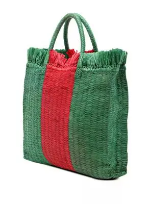 Gucci Raffia Web Cestino Tote Bag