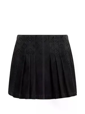Alberta Ferretti Diamond-print Pleated Mini Skirt - Black