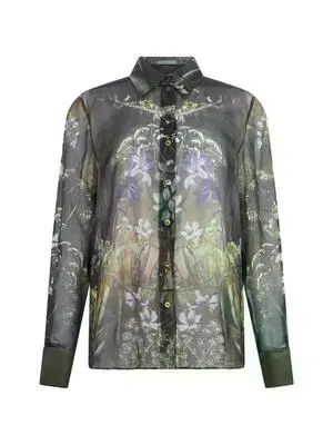 Alberta Ferretti Floral-print Silk Shirt - Grey