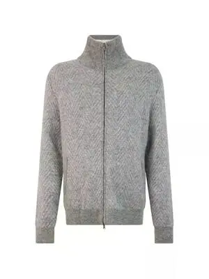 Herno Chevron-knit Zip-up Sweater