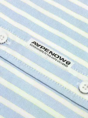 AAPE BY *A BATHING APE Aapenow Moonface Logo-patch Striped Shirt - Blue