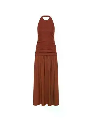 Faithfull The Brand Tali Ruched Maxi Dress - Brown