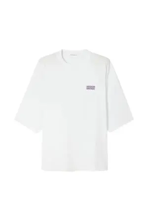 American Vintage Gixy Logo-print Drop-shoulder T-shirt - White