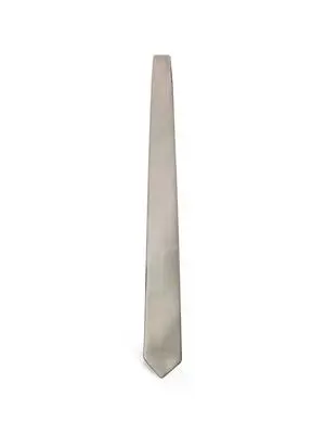 Giorgio Armani Giorgio Armani Logo Patch Silk Neck Tie Neutrals