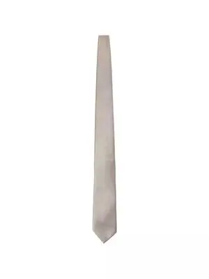 Giorgio Armani Logo-patch Silk Tie - Neutrals