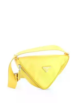 Prada Saffiano Leather Triangle Logo Shoulder Bag - Yellow