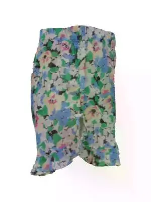 GANNI Floral Print Ruffle Trim Shorts - White