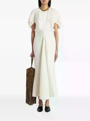 Khaite Ria Dress With Sculpted Sleeves - Neutrals