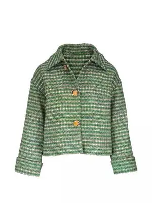 Carolina Herrera Tweed Effect Cropped Jacket - Green