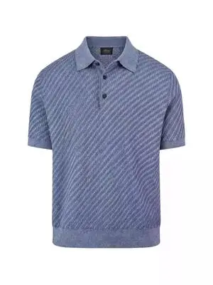 Brioni Chevron-knit Polo Sweater