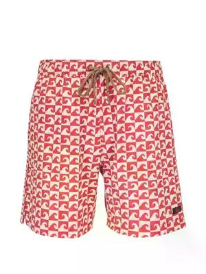 Faherty Brand All Day™ Wave-print Drawstring Swim Shorts - Red