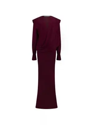 Alberta Ferretti Draped Long-sleeved Maxi Dress
