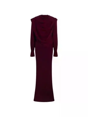 Alberta Ferretti Draped Long-sleeved Maxi Dress
