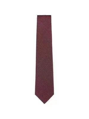 Isaia Geometric-pattern Tie - Red
