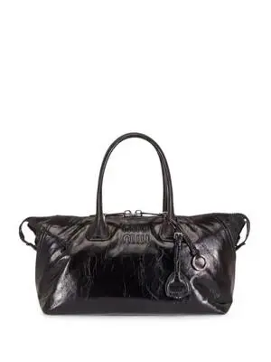 Miu Miu Logo-embossed Leather Tote Bag