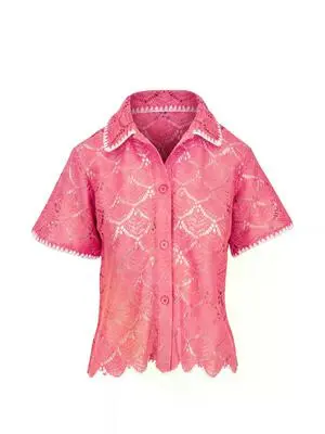 Ag Crochet Scalloped Hem Shirt - Pink